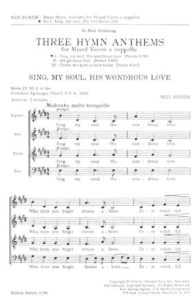 Sing, My Soul, His Wondrous Love SATB - Ned Rorem